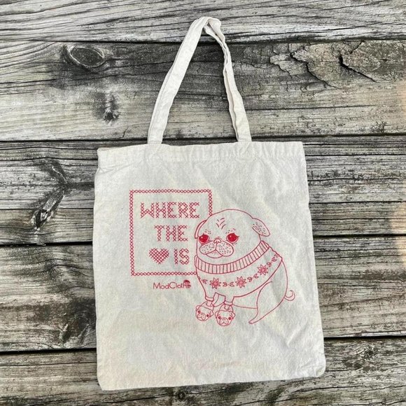 Modcloth | Bags | Vintage Modcloth Pug Holiday Tote Bag | Poshmark